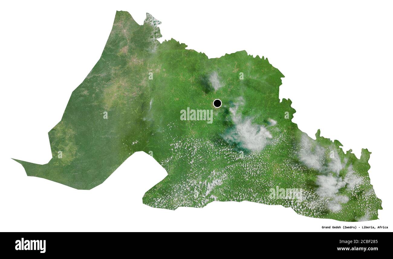 Shape of Grand Gedeh, county of Liberia, with its capital isolated on ...