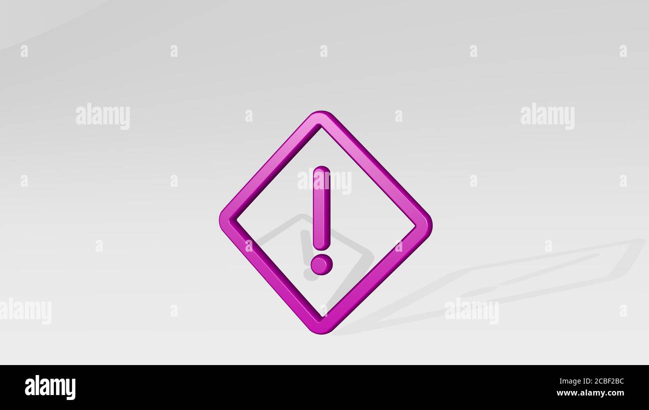 ALERT DIAMOND 3D icon casting shadow - 3D illustration for background ...