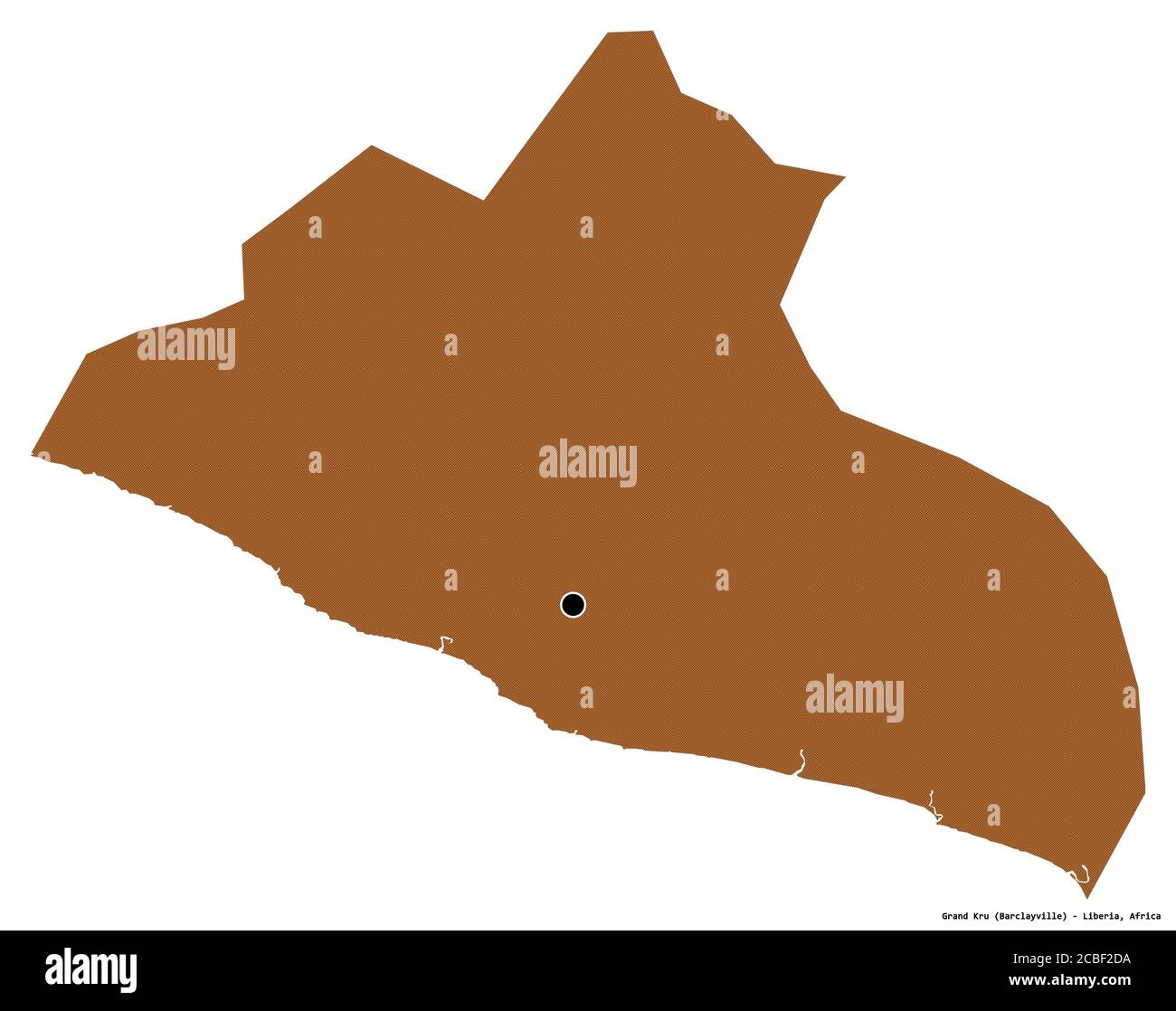 Shape of Grand Kru, county of Liberia, with its capital isolated on ...
