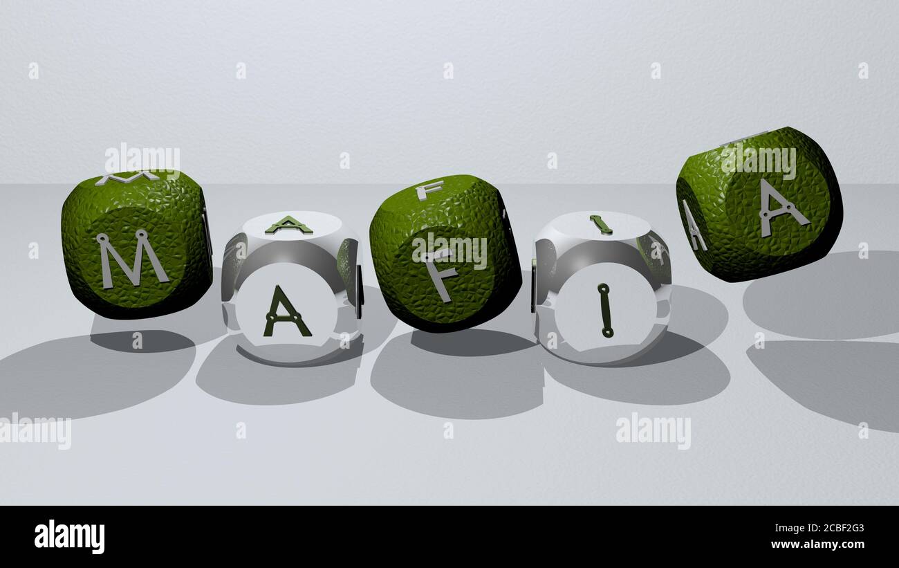 mafia dancing cubic letters - 3D illustration for criminal and crime ...