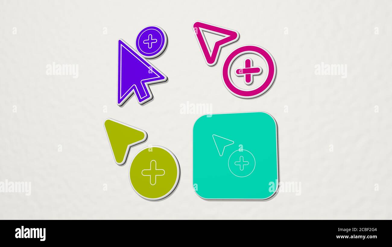 ADD SELECTION colorful set of icons - 3D illustration Stock Photo - Alamy