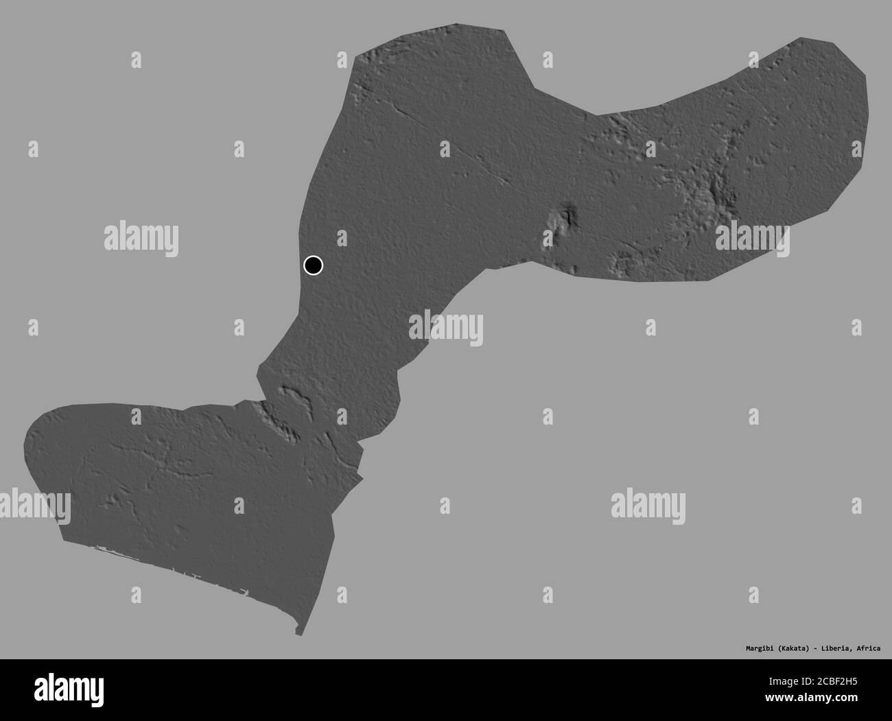 Shape of Margibi, county of Liberia, with its capital isolated on a ...
