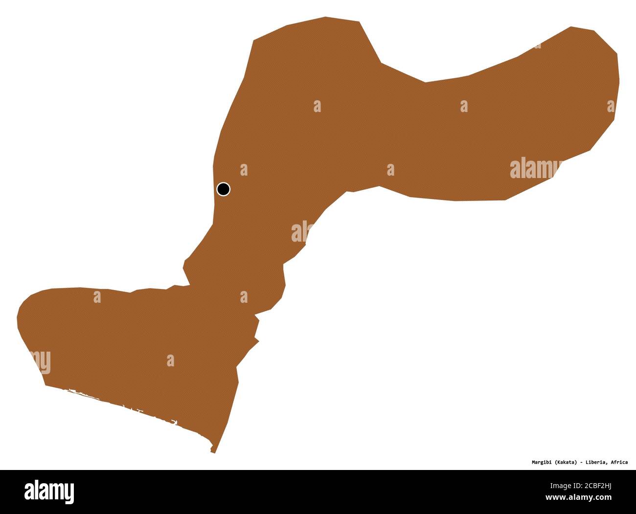 Shape of Margibi, county of Liberia, with its capital isolated on white ...