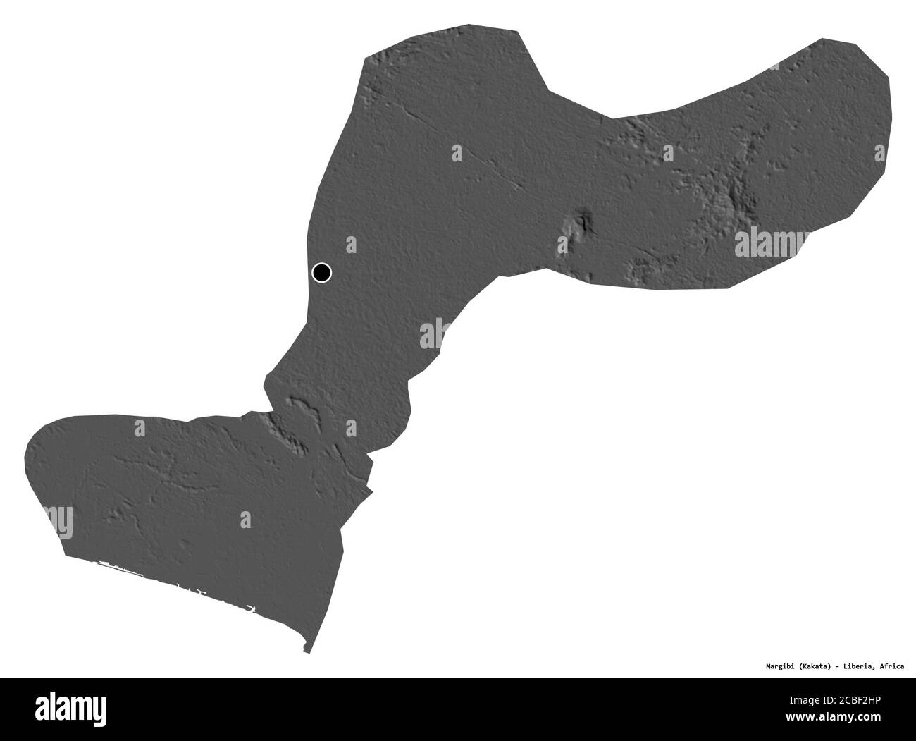 Shape of Margibi, county of Liberia, with its capital isolated on white ...