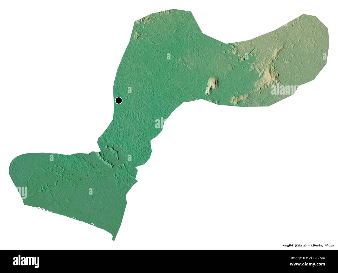Shape of Margibi, county of Liberia, with its capital isolated on white ...