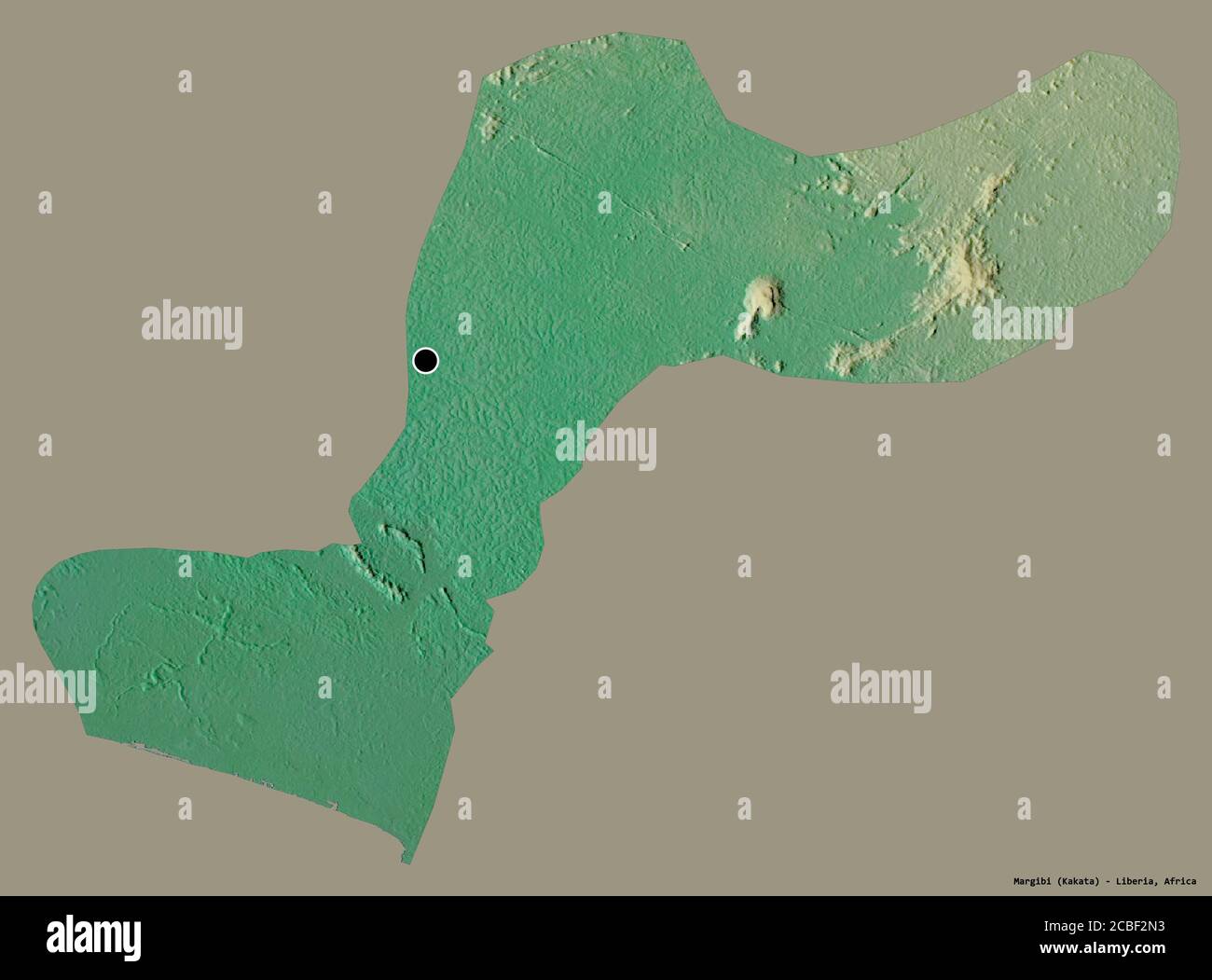 Shape of Margibi, county of Liberia, with its capital isolated on a ...