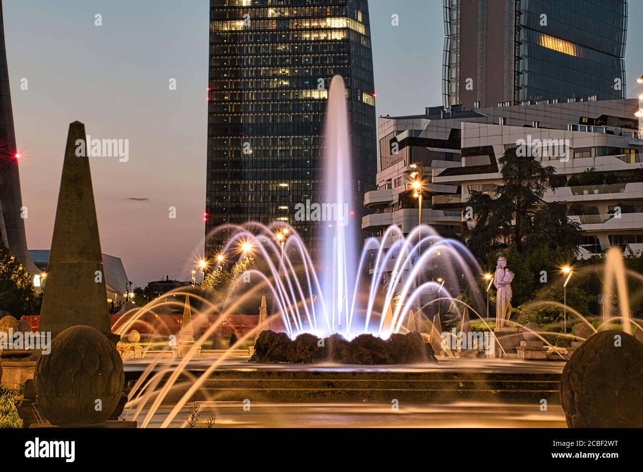 Milano, Italy, 12.08.2020: Colorful, stunning Fountain of The Four ...
