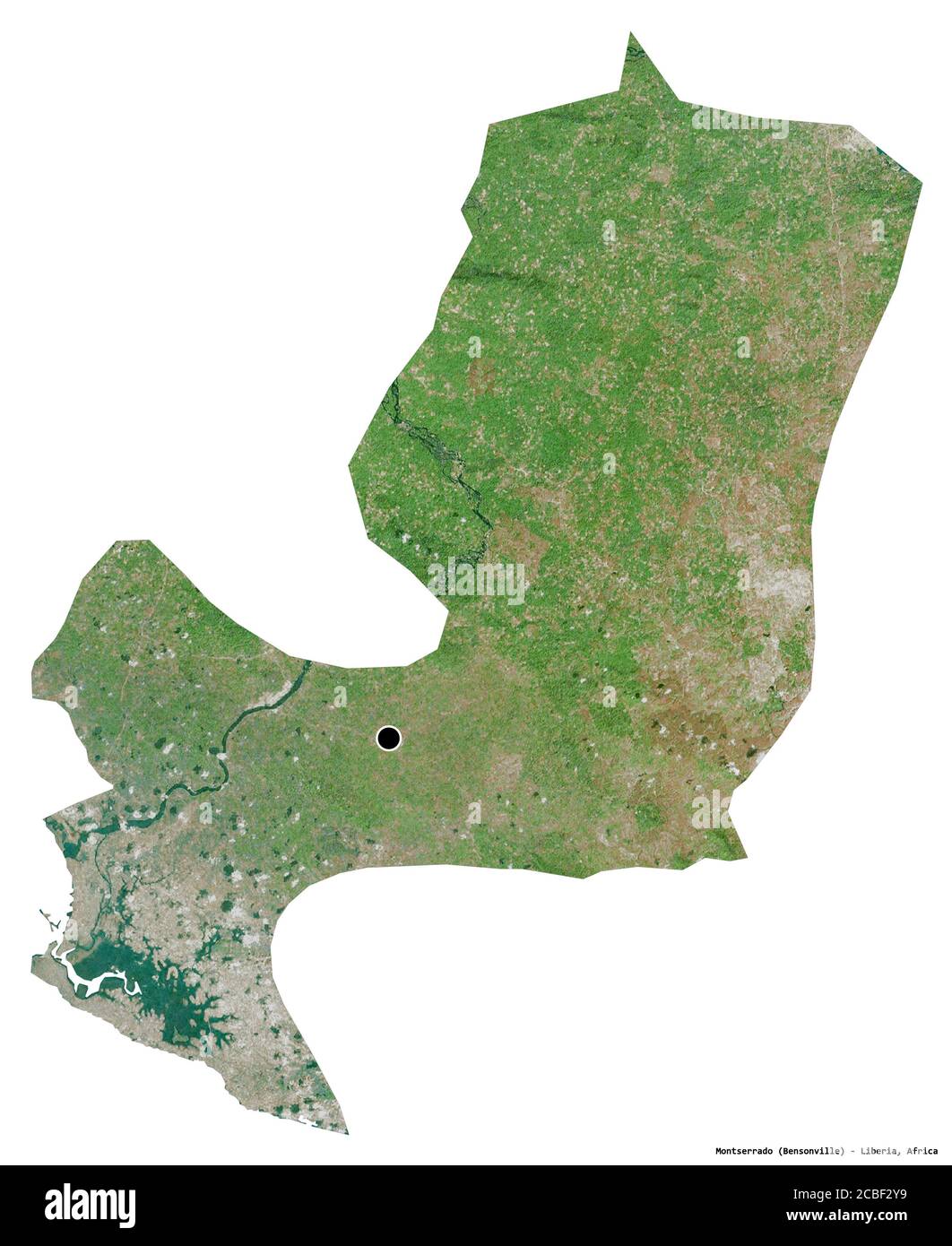 Shape of Montserrado, county of Liberia, with its capital isolated on ...