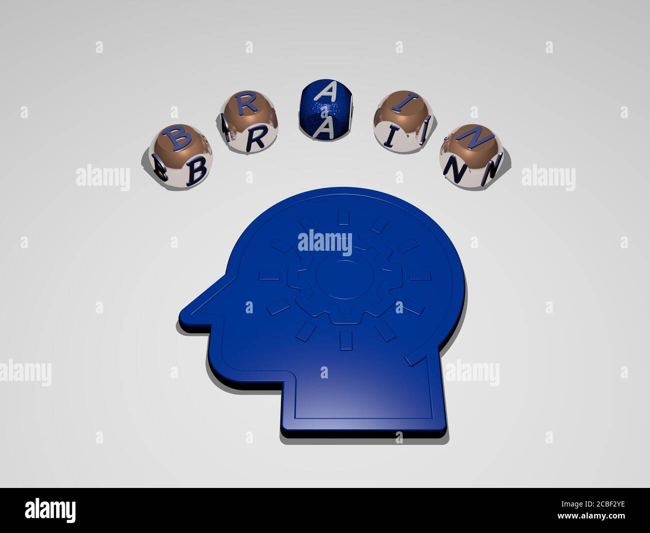 BRAIN circular text of separate letters around the 3D icon - 3D ...