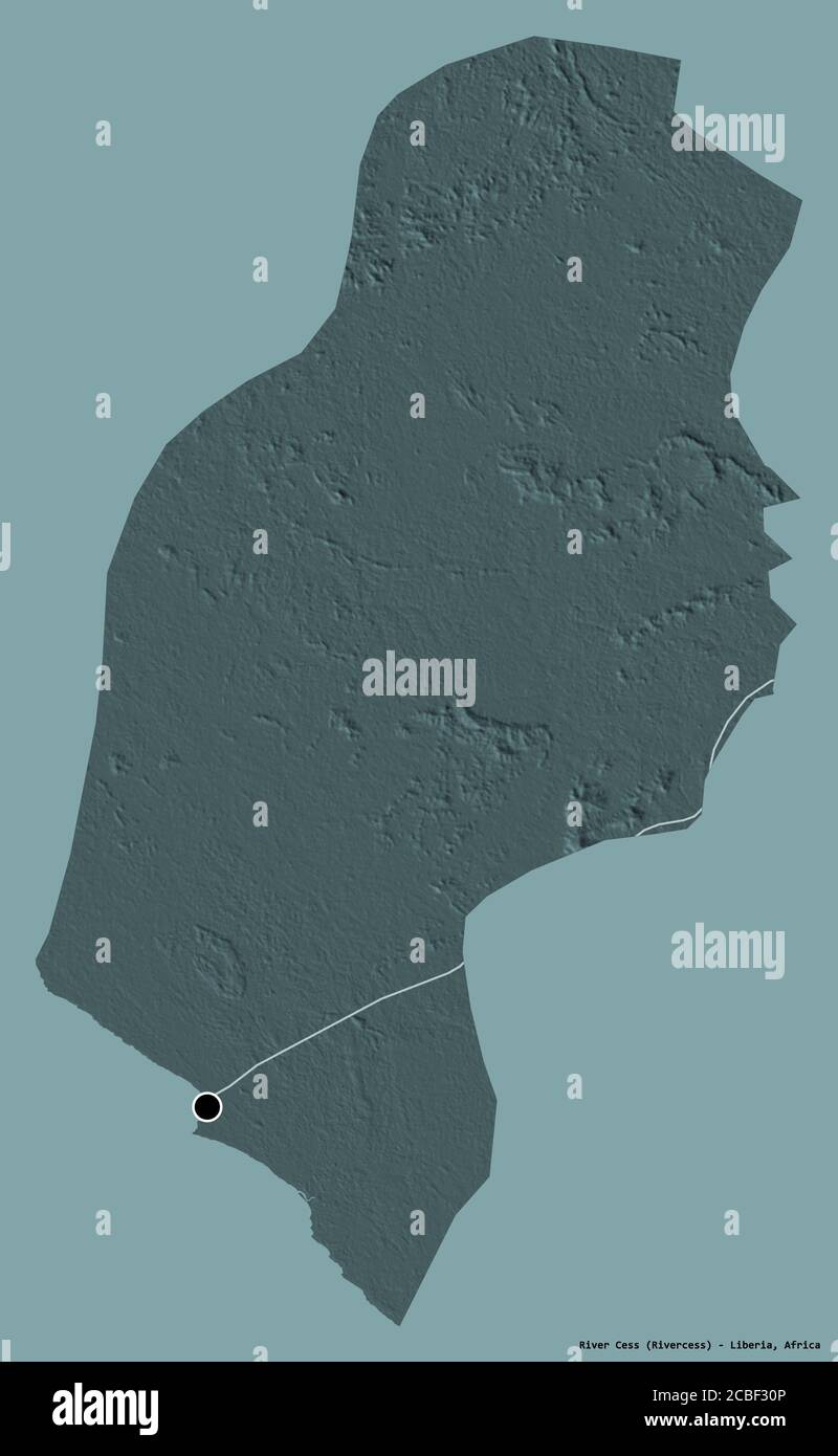 Shape of River Cess, county of Liberia, with its capital isolated on a ...