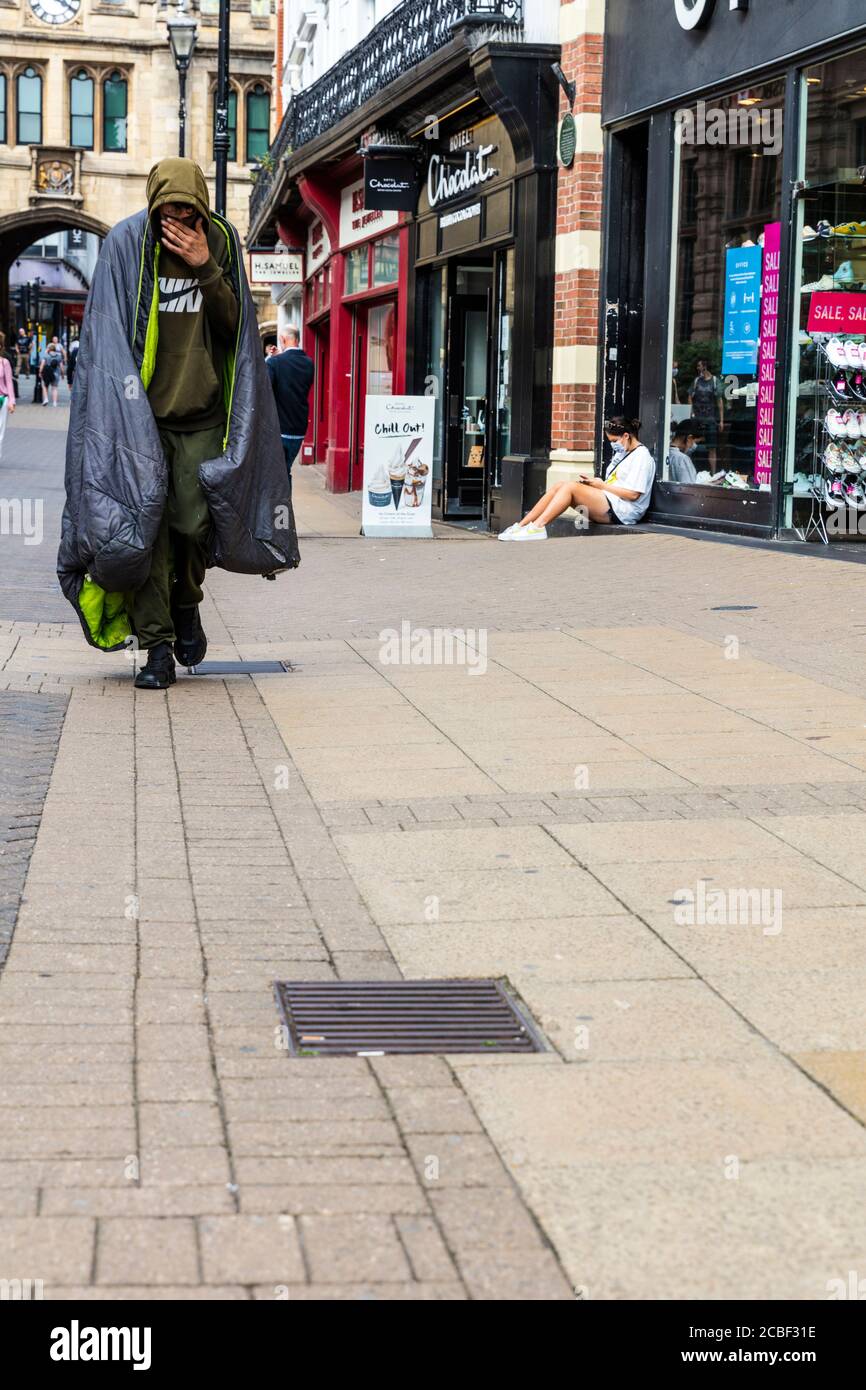tramp, vagrant, rough sleeper, Lincoln City, Lincolnshire, UK, England ...