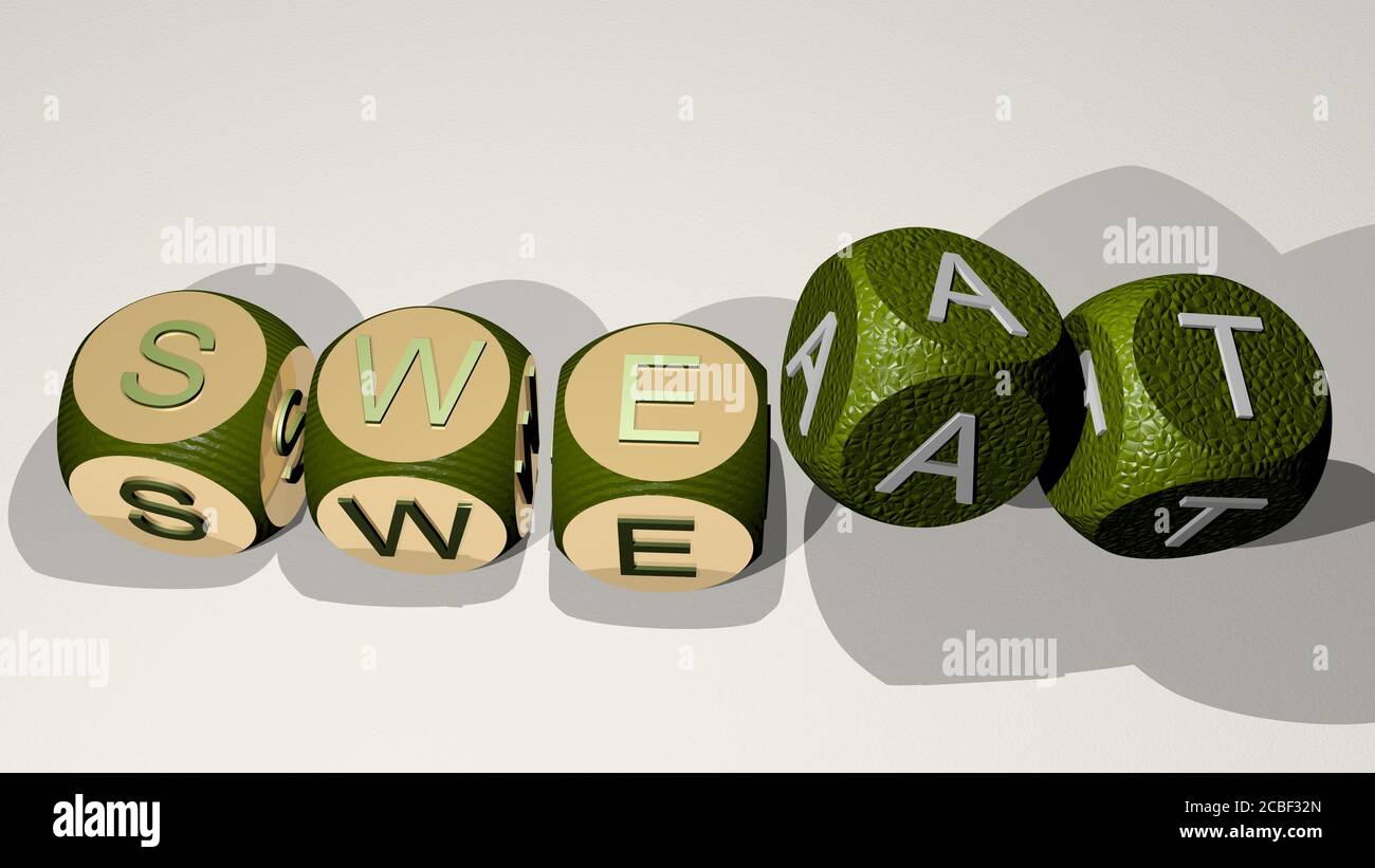 sweat text by dancing dice letters - 3D illustration for woman and ...