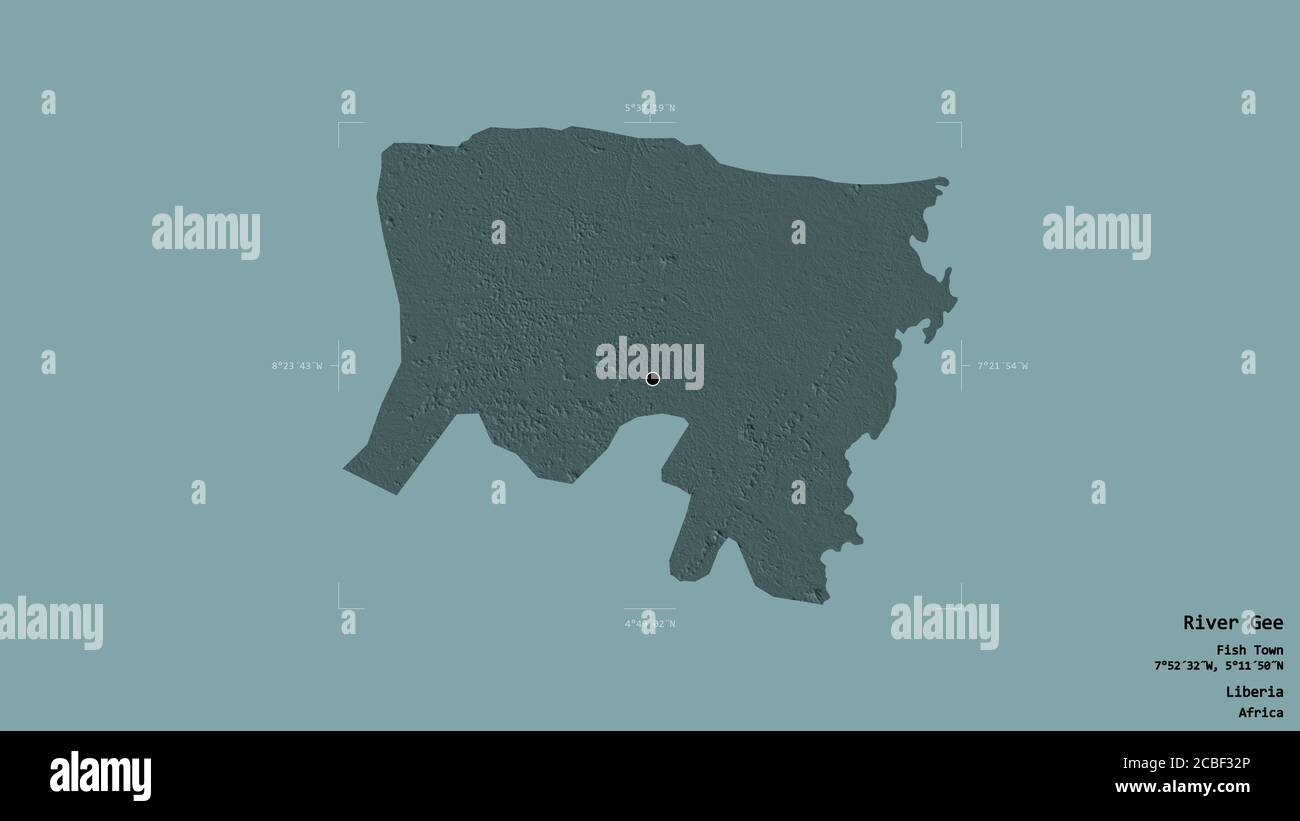 Area of River Gee, county of Liberia, isolated on a solid background in ...