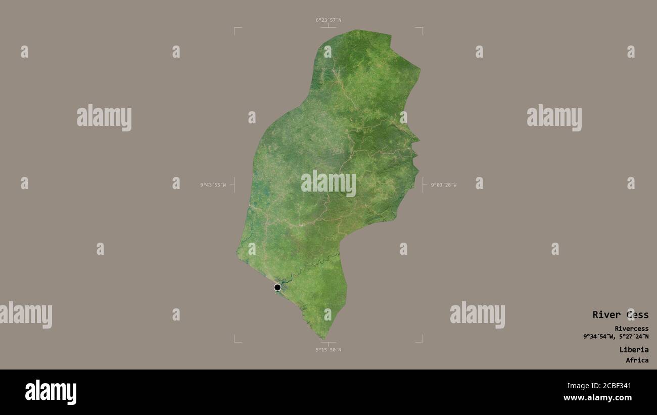 Area of River Cess, county of Liberia, isolated on a solid background ...