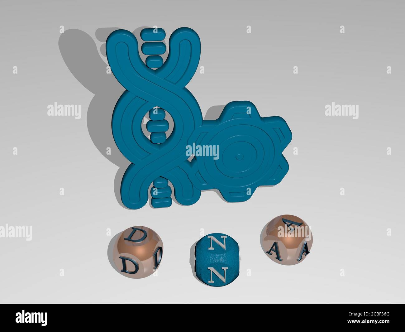 DNA round text of cubic letters around 3D icon - 3D illustration for ...