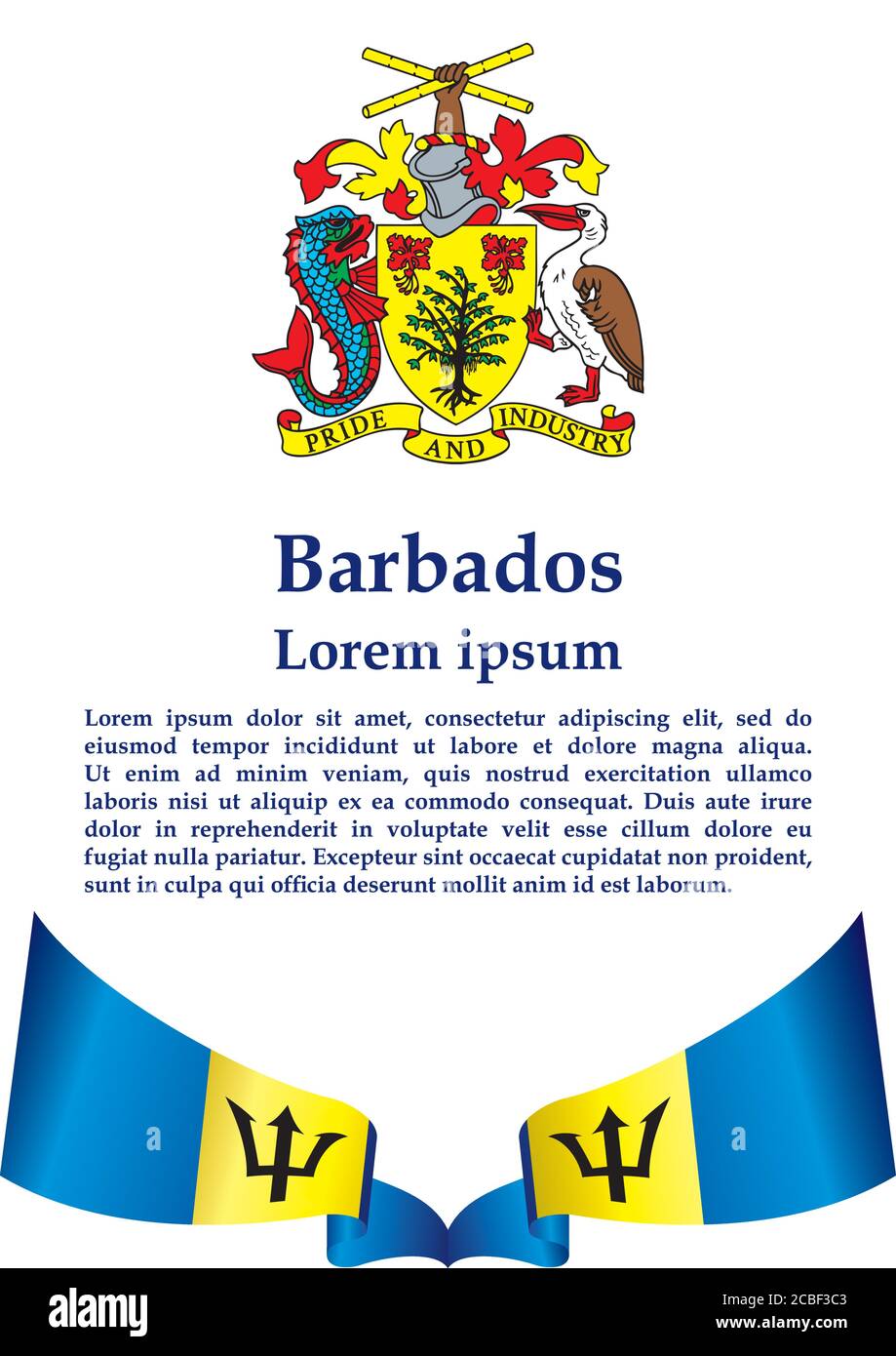 Flag of Barbados, Barbados. Template for award design, an official ...
