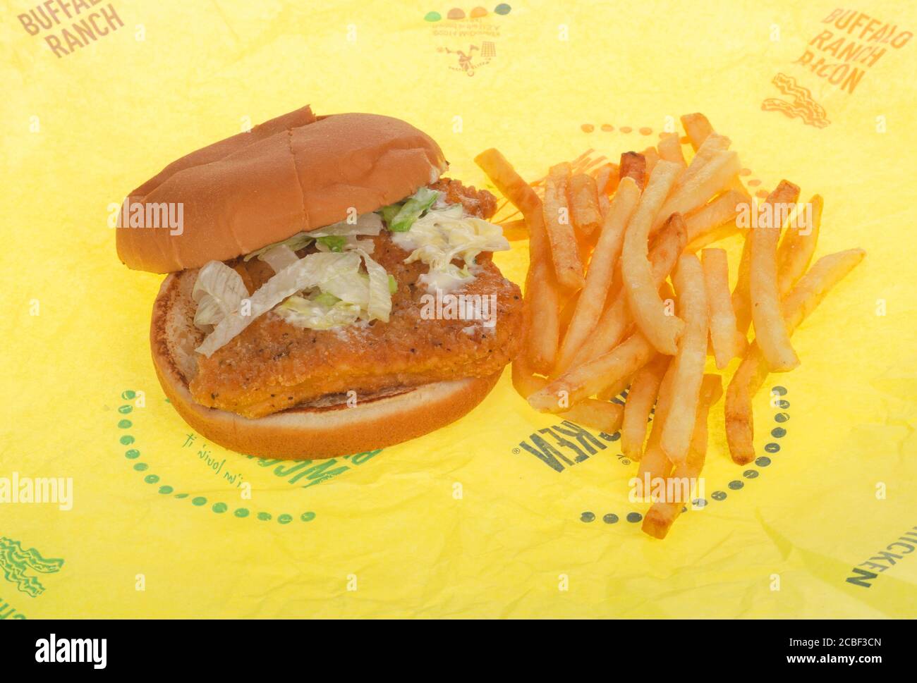 McDonald’s McChicken Chicken Sandwich on wrapper with french fries or ...
