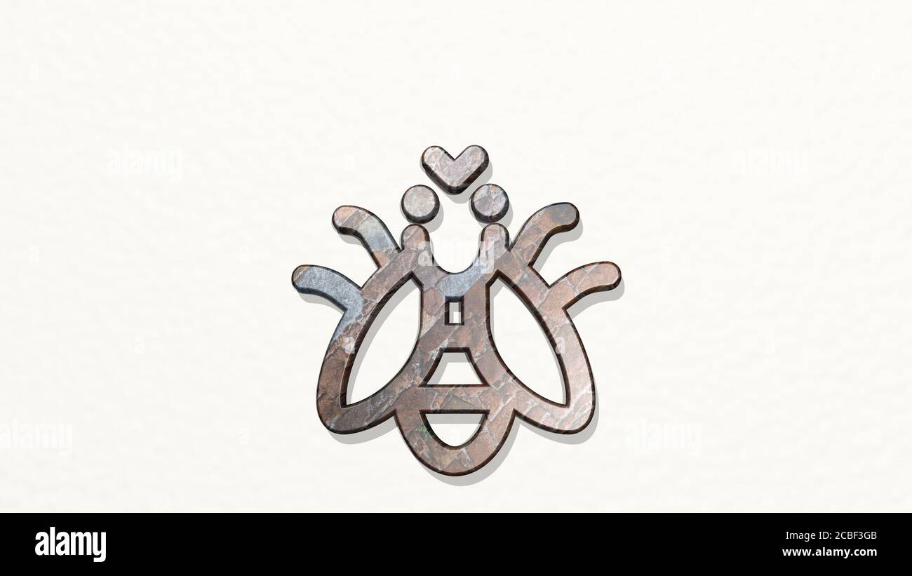 flying insect fly 3D icon on the wall - 3D illustration for background ...