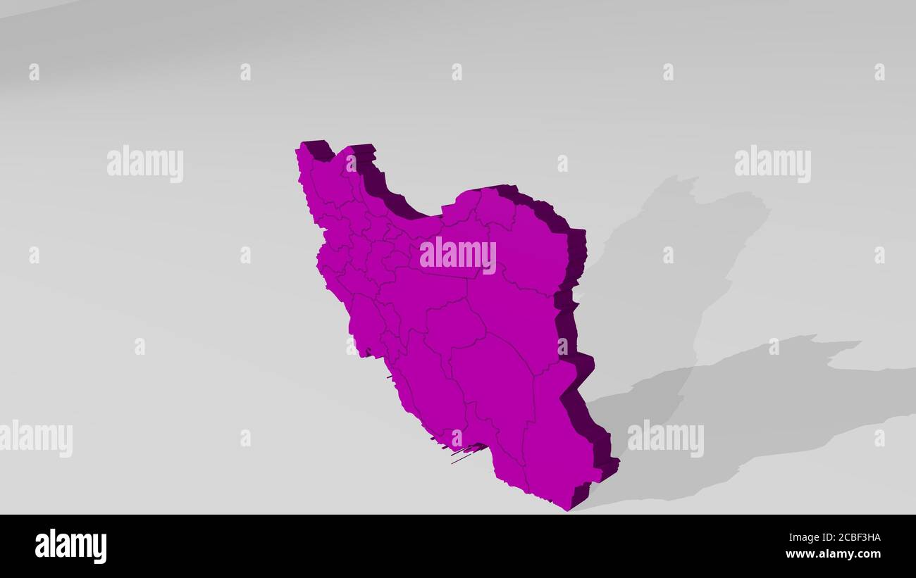 MAP OF IRAN 3D drawing icon on white floor - 3D illustration for ...