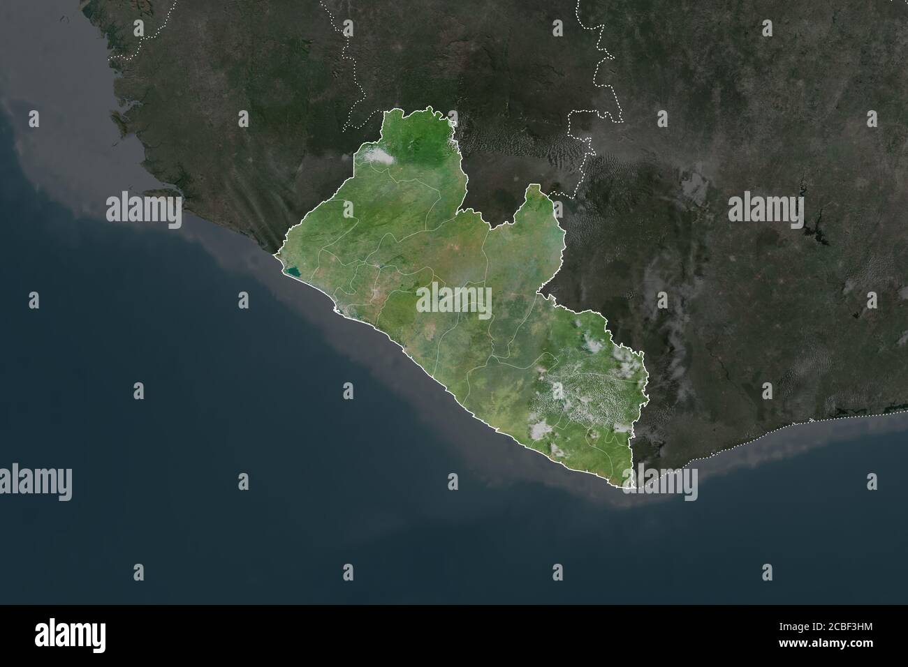Shape of Liberia separated by the desaturation of neighboring areas ...