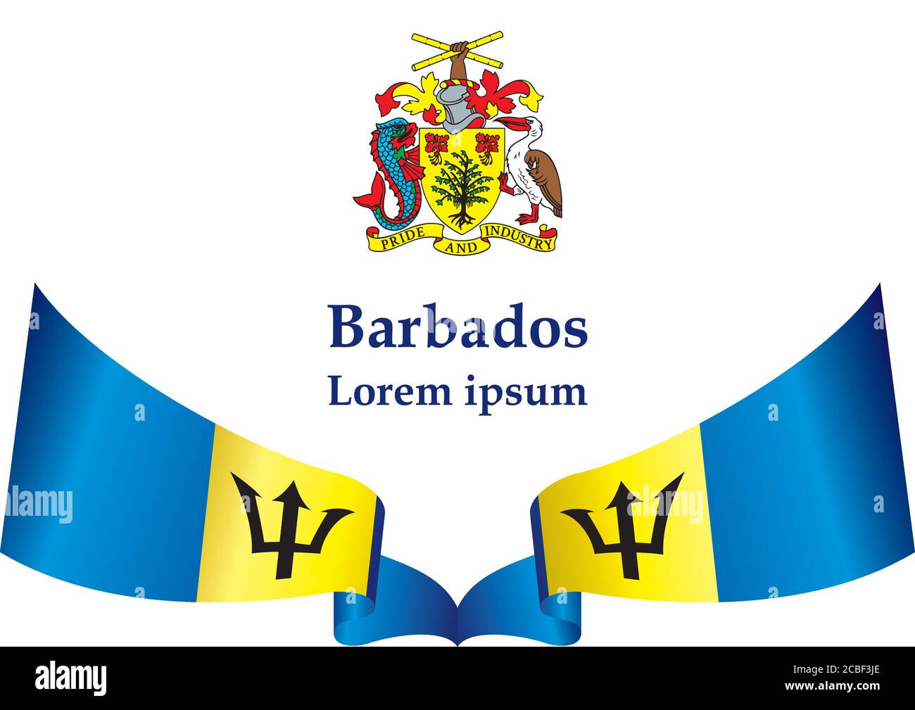 Flag of Barbados, Barbados. Template for award design, an official ...