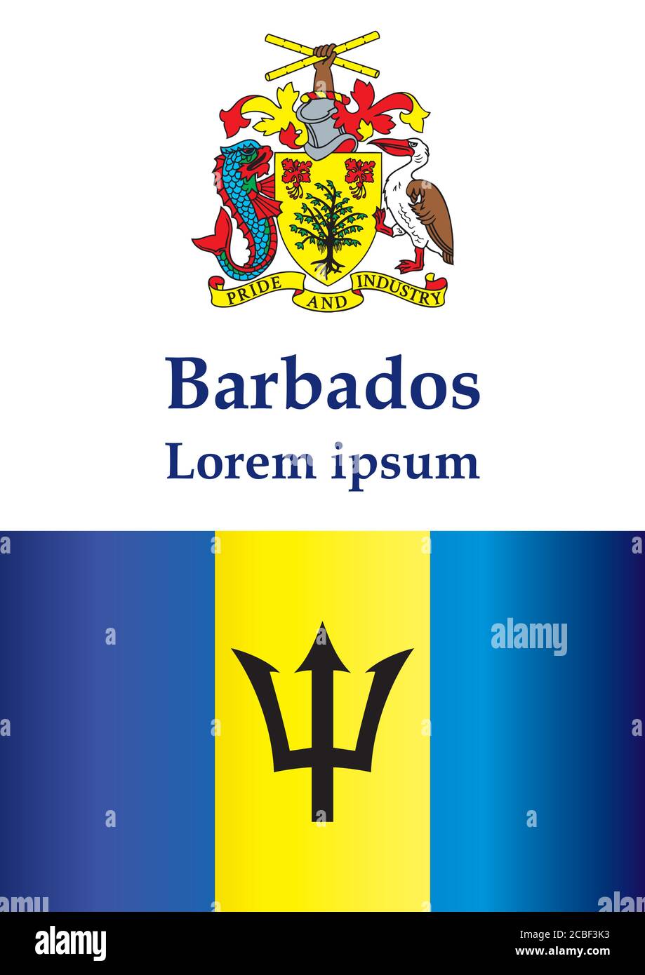 Flag of Barbados, Barbados. Template for award design, an official ...