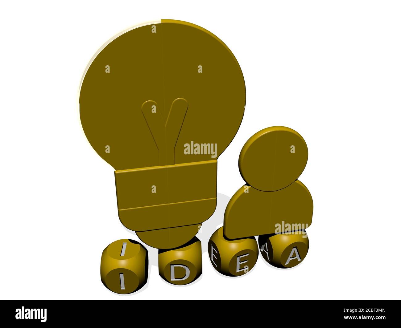 idea cubic letters with 3D icon on the top - 3D illustration for ...