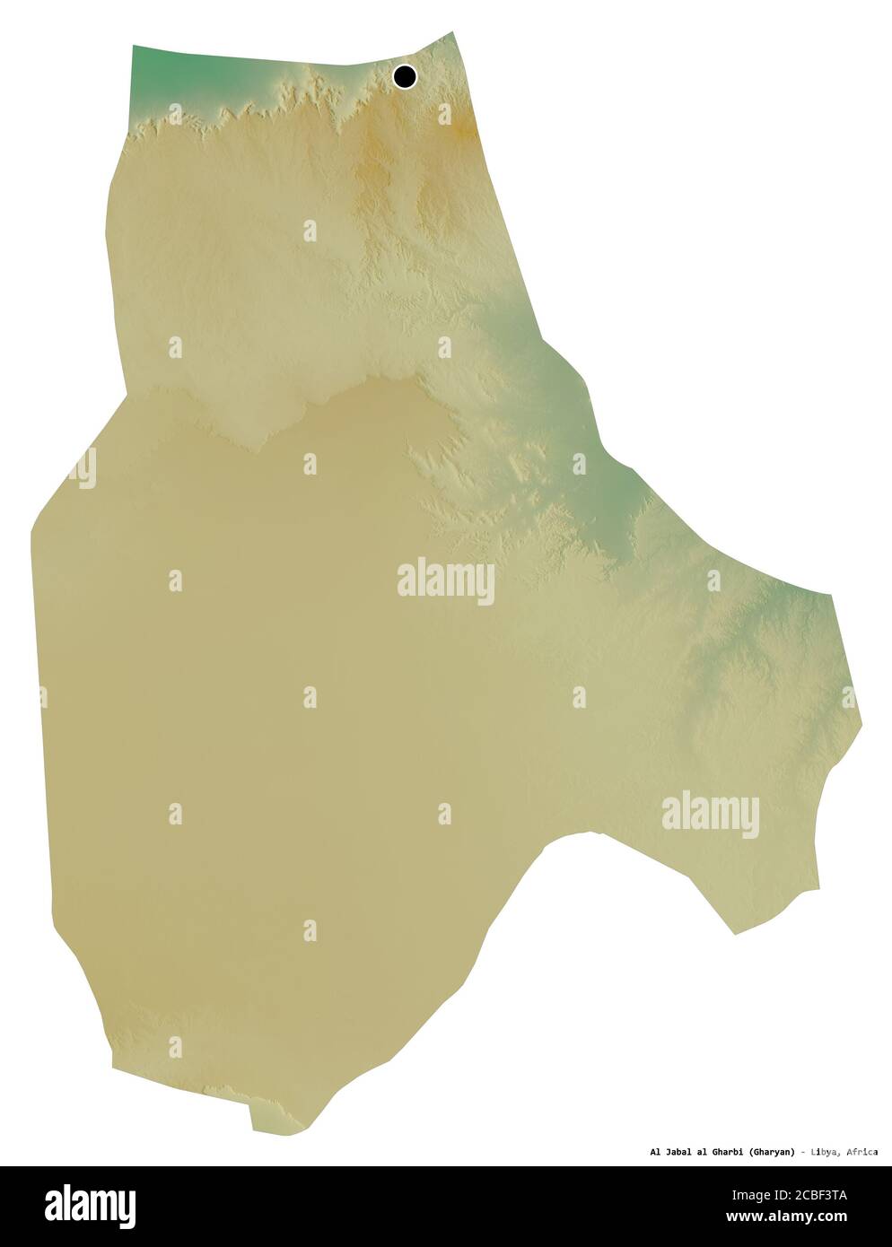 Shape of Al Jabal al Gharbi, district of Libya, with its capital ...