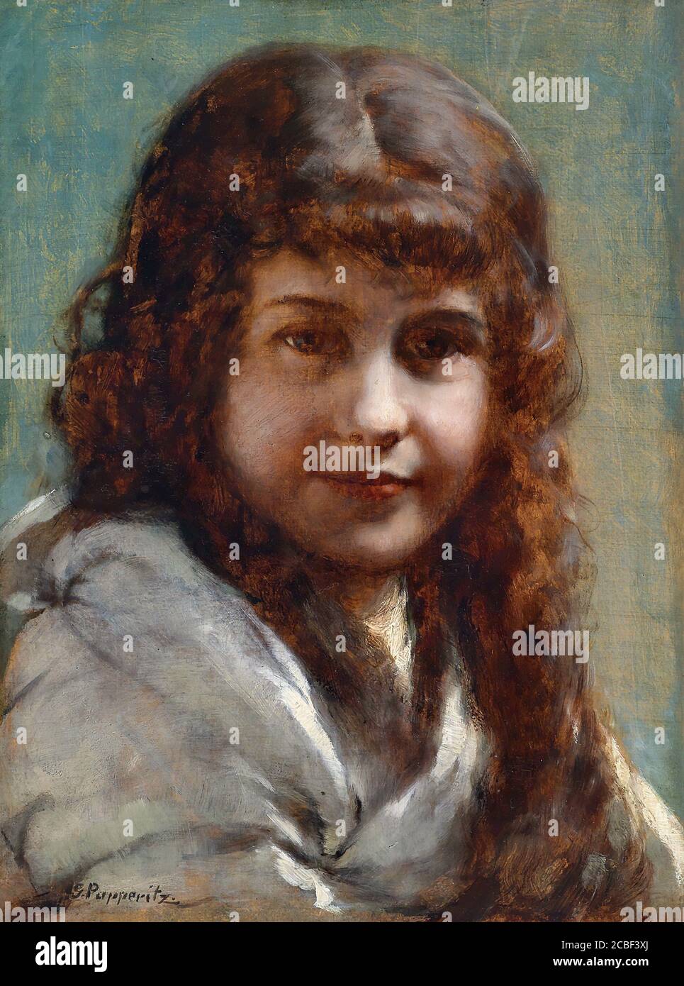Papperitz Georg - Portrait of a Young Girl - German School - 19th ...