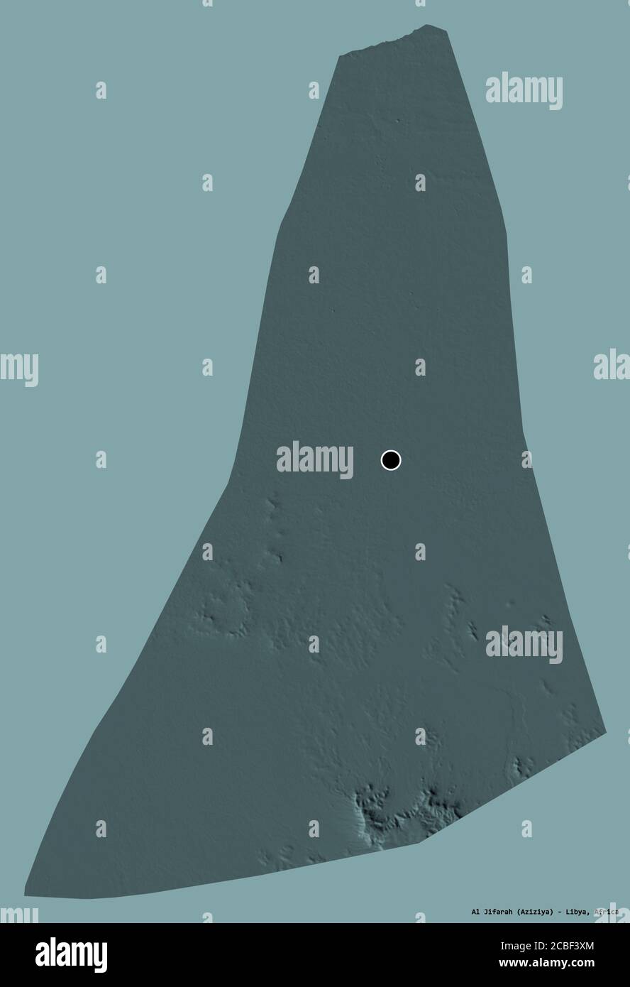 Shape of Al Jifarah, district of Libya, with its capital isolated on a ...