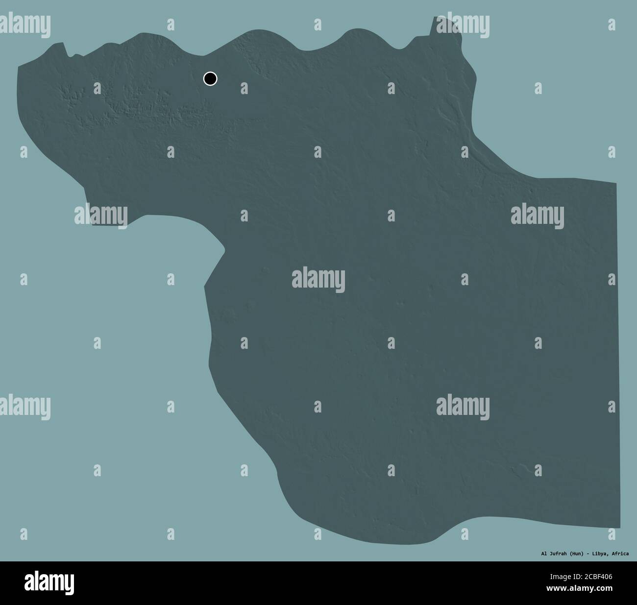 Shape of Al Jufrah, district of Libya, with its capital isolated on a ...