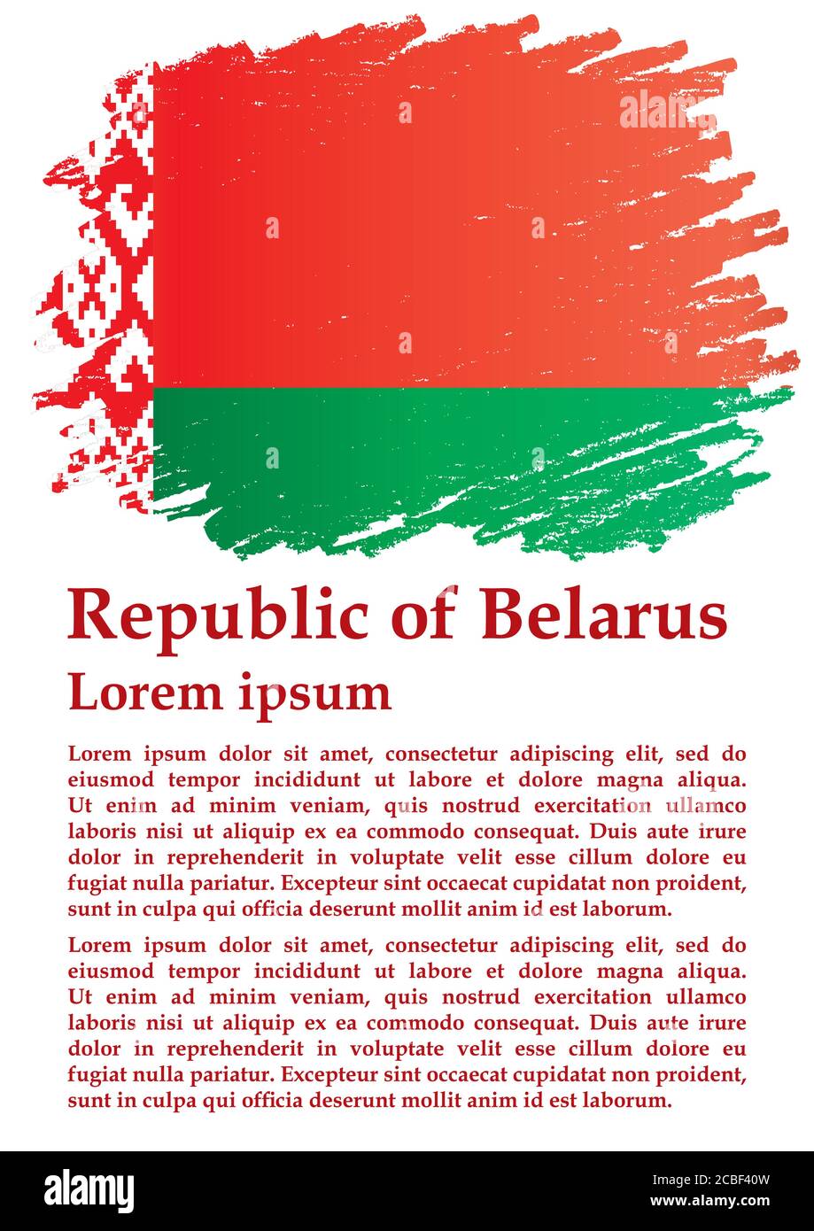 Flag of Belarus, Republic of Belarus. Template for award design, an ...