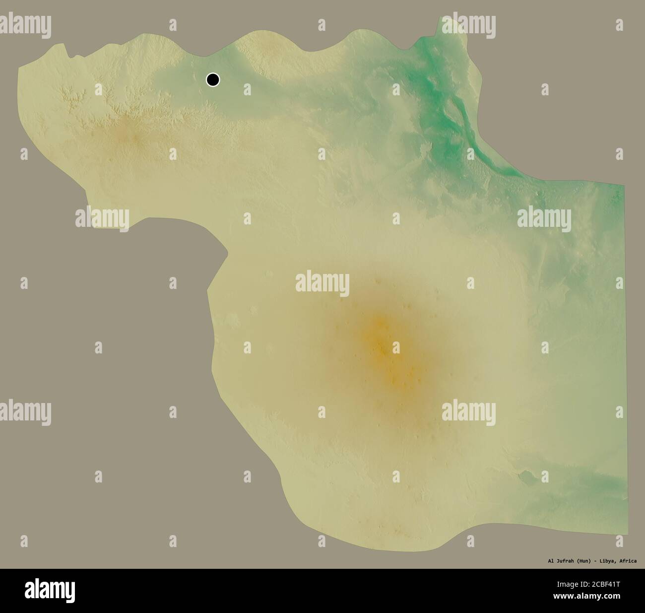 Shape of Al Jufrah, district of Libya, with its capital isolated on a ...