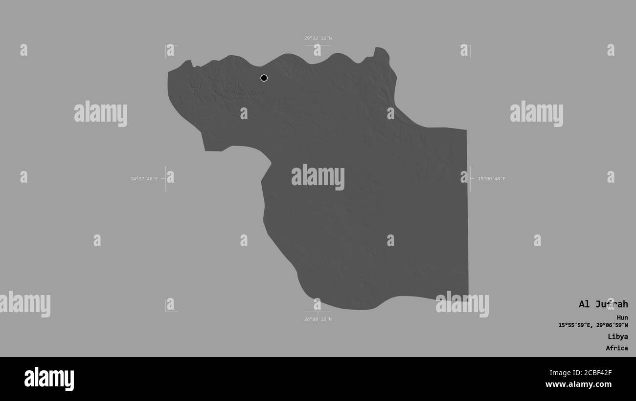 Area of Al Jufrah, district of Libya, isolated on a solid background in ...