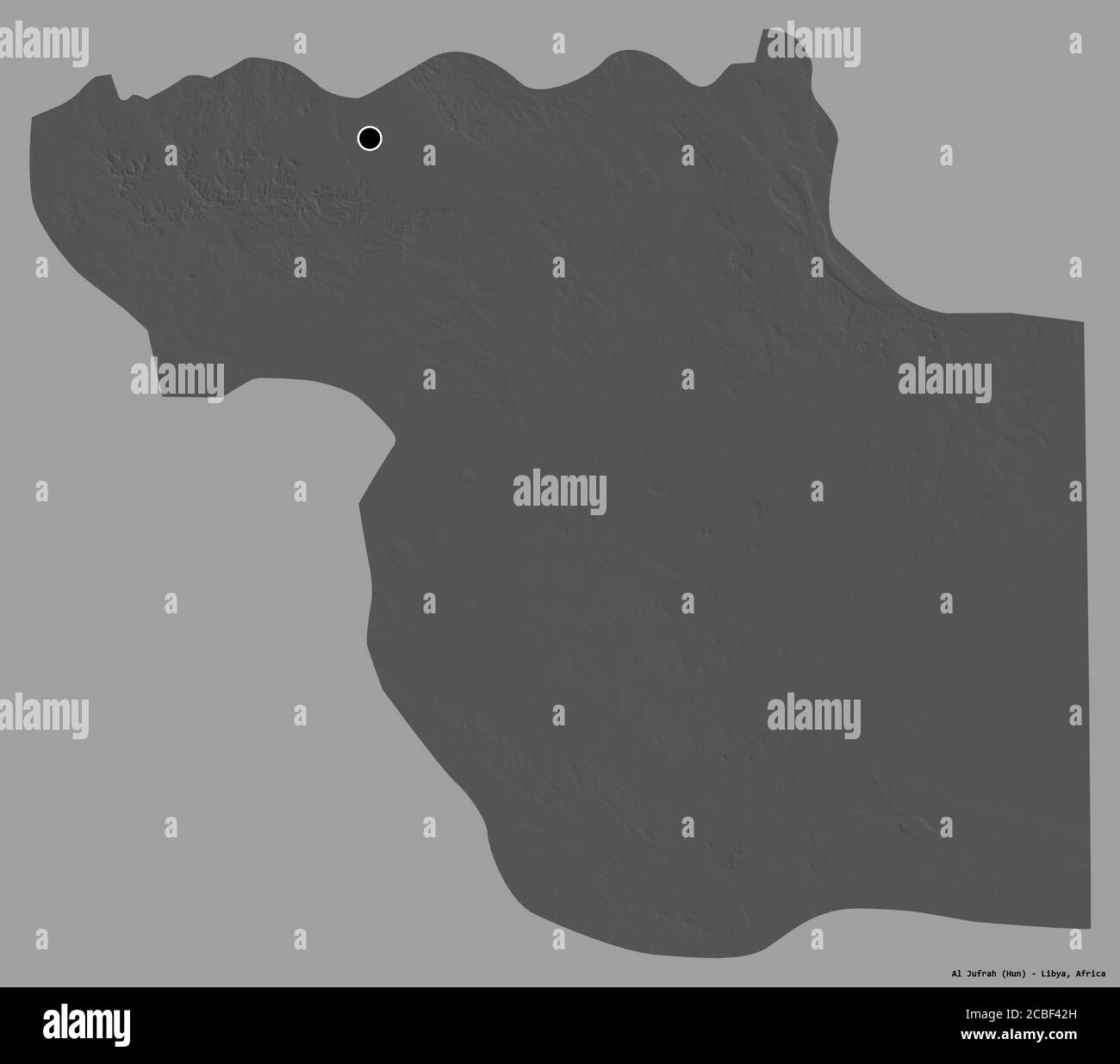 Shape of Al Jufrah, district of Libya, with its capital isolated on a ...