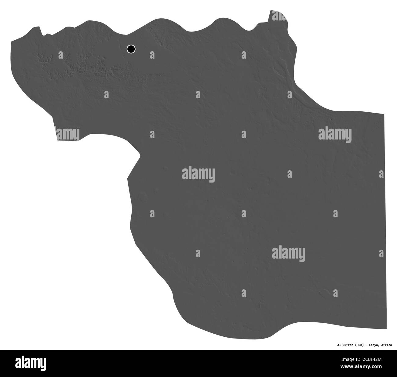 Shape of Al Jufrah, district of Libya, with its capital isolated on ...