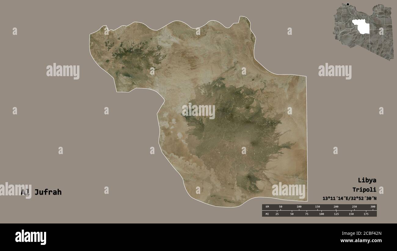 Shape of Al Jufrah, district of Libya, with its capital isolated on ...