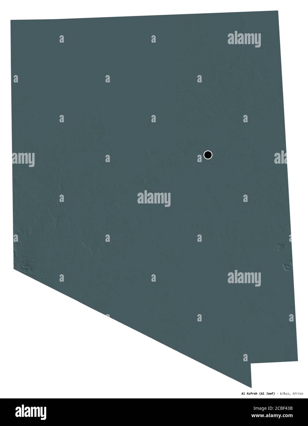 Shape of Al Kufrah, district of Libya, with its capital isolated on ...