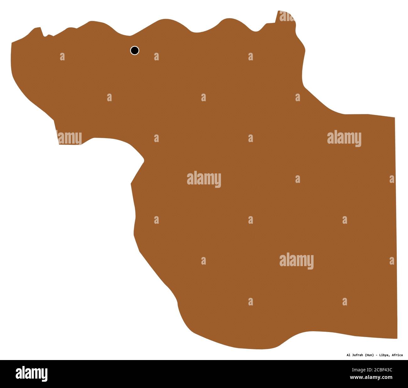 Shape of Al Jufrah, district of Libya, with its capital isolated on ...