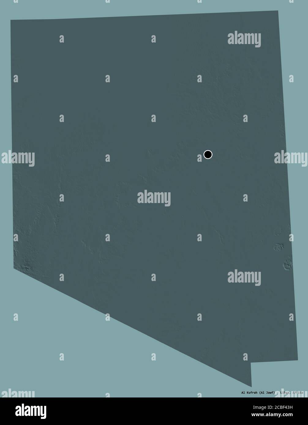 Shape of Al Kufrah, district of Libya, with its capital isolated on a ...