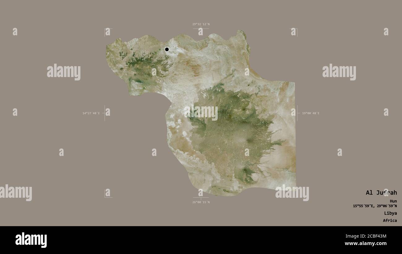 Area of Al Jufrah, district of Libya, isolated on a solid background in ...