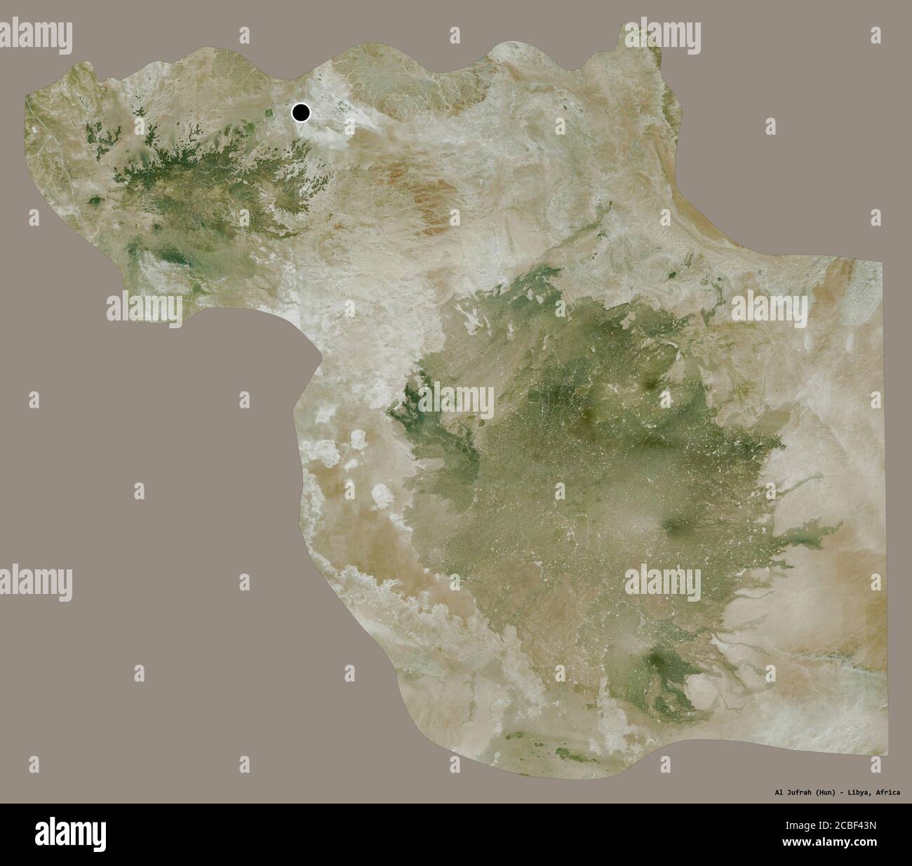 Shape of Al Jufrah, district of Libya, with its capital isolated on a ...