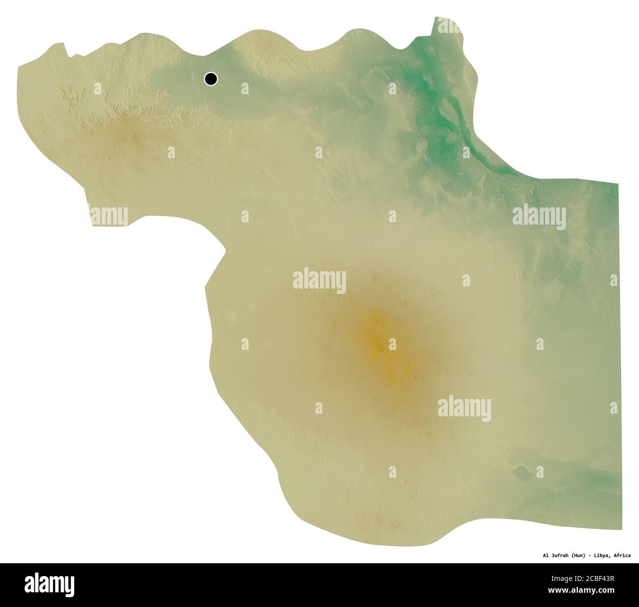 Shape of Al Jufrah, district of Libya, with its capital isolated on ...
