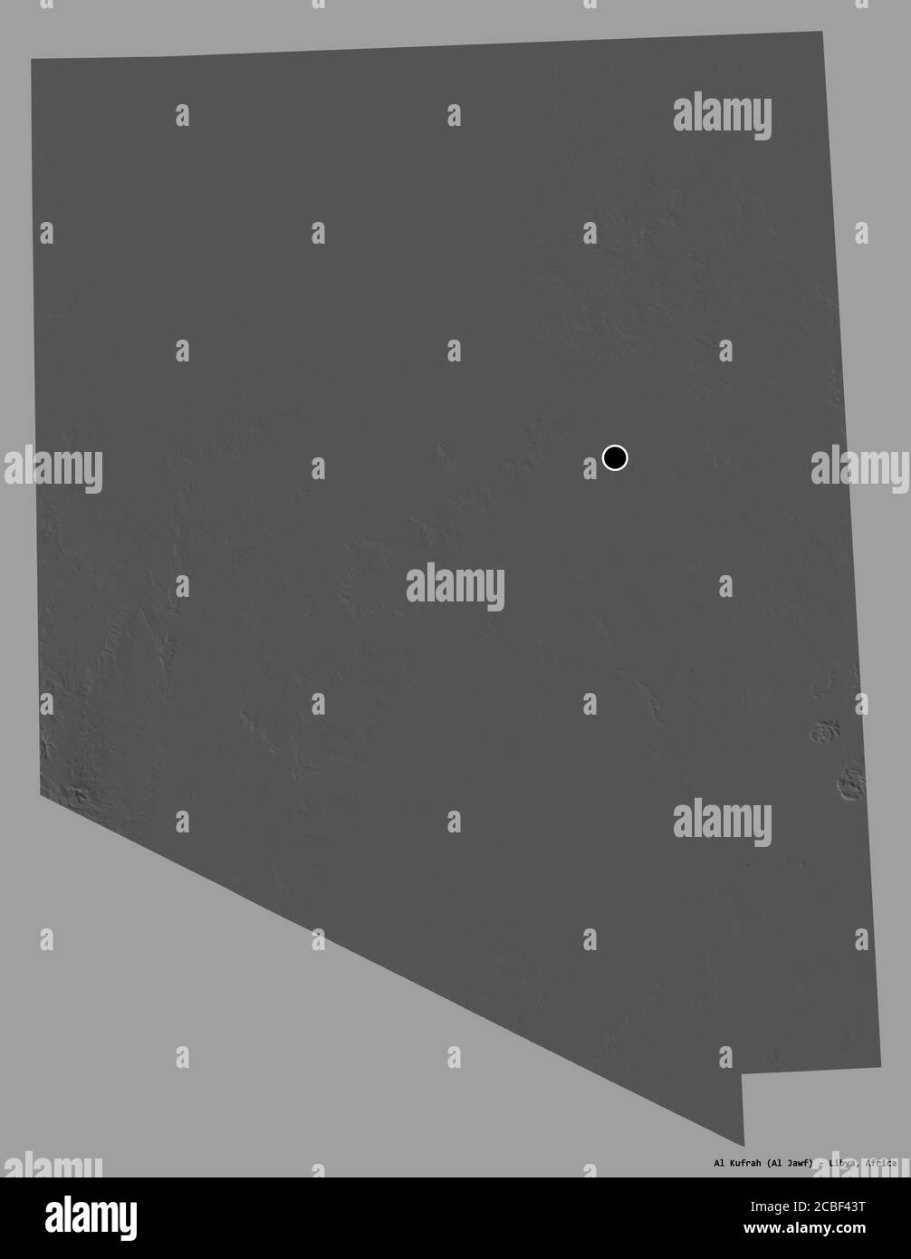 Shape of Al Kufrah, district of Libya, with its capital isolated on a ...
