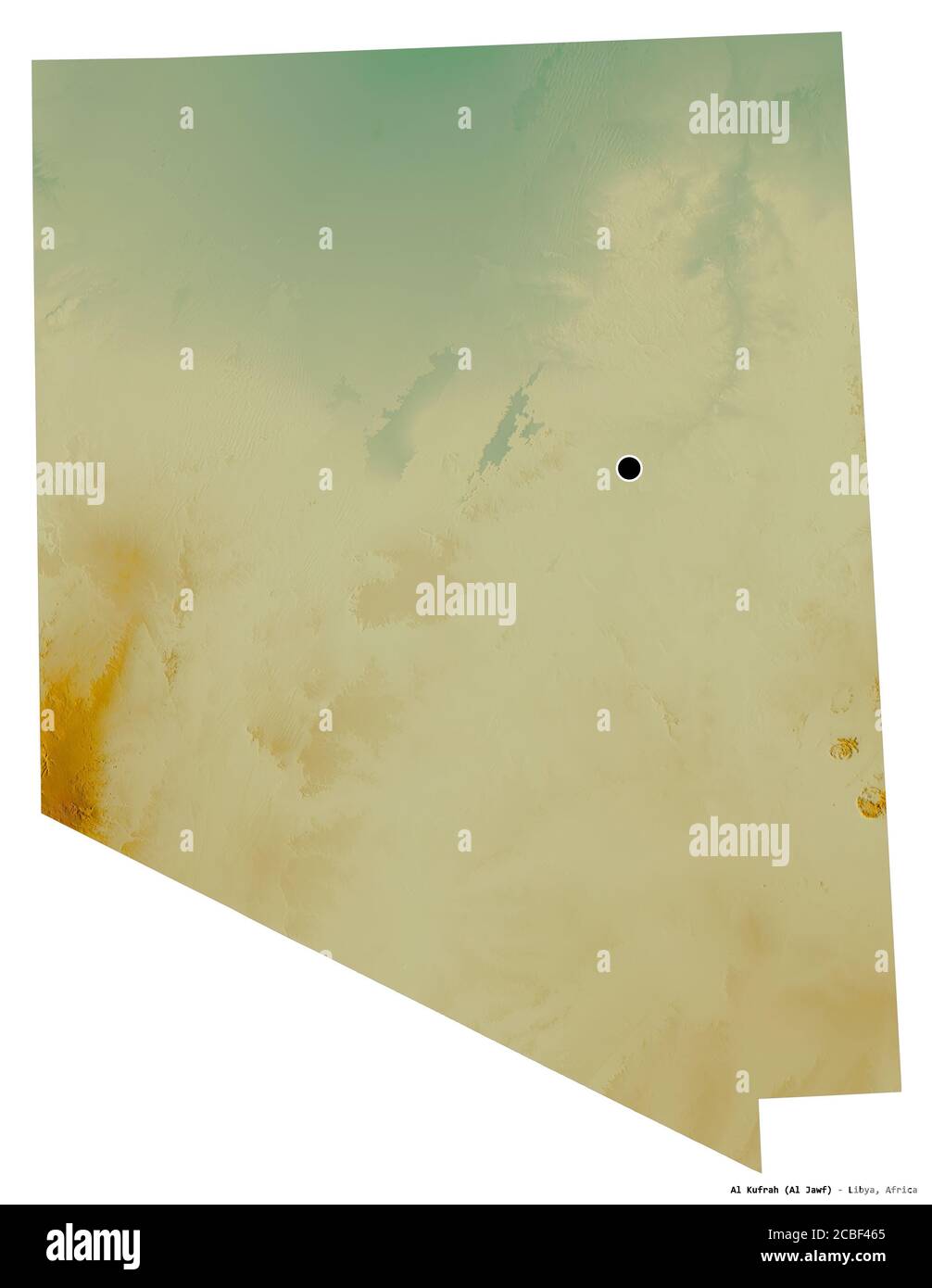 Shape of Al Kufrah, district of Libya, with its capital isolated on ...