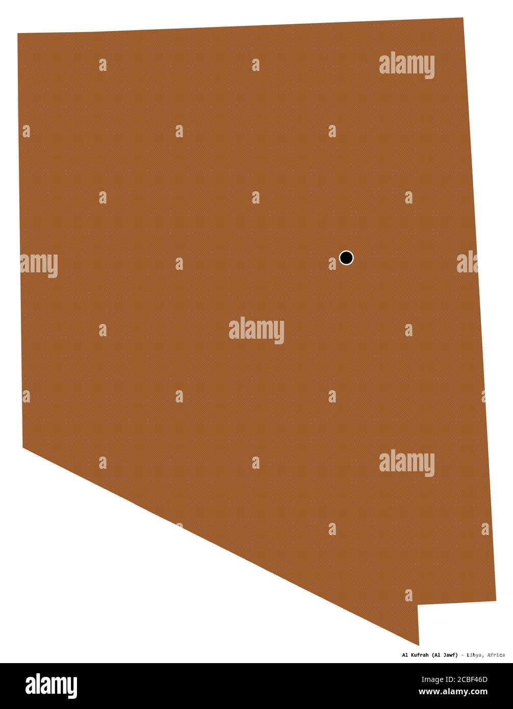 Shape of Al Kufrah, district of Libya, with its capital isolated on ...