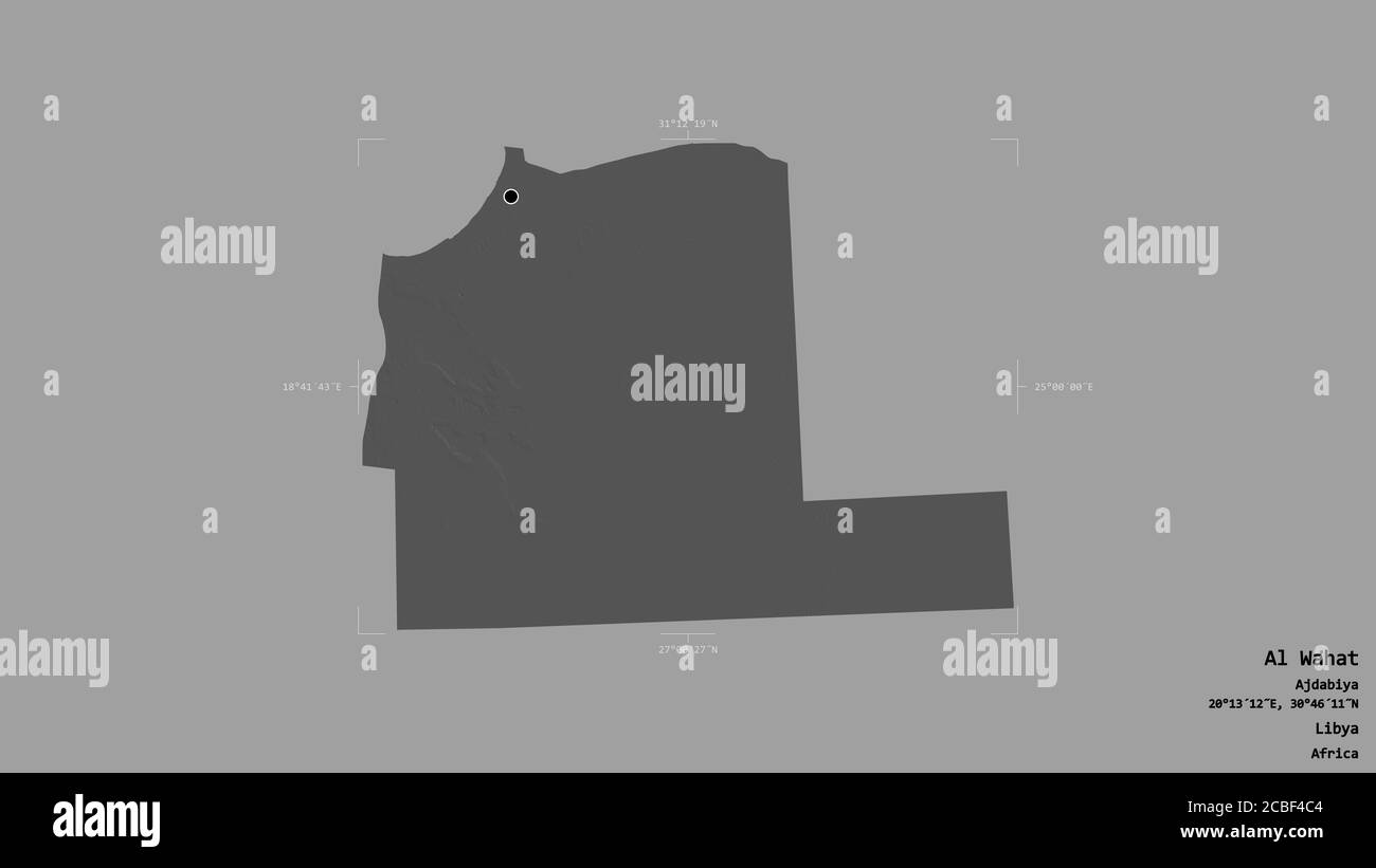 Area of Al Wahat, district of Libya, isolated on a solid background in ...