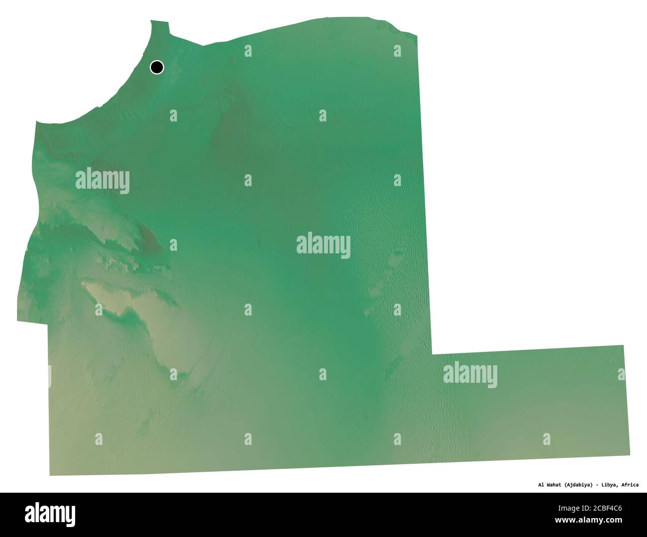 Shape of Al Wahat, district of Libya, with its capital isolated on ...