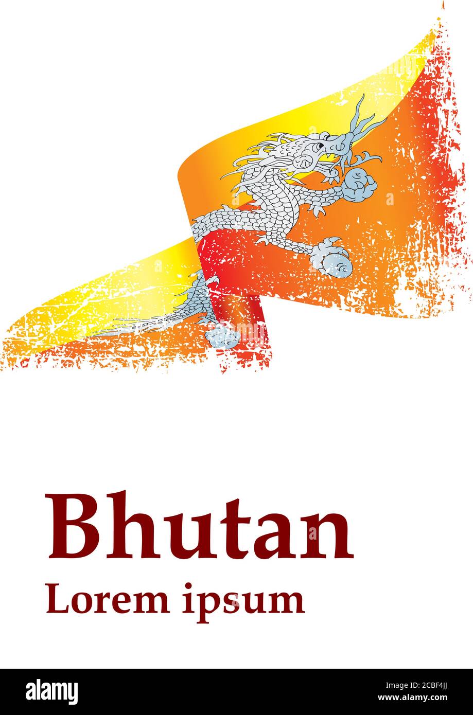 Flag of Bhutan, Kingdom of Bhutan. Template for award design, an ...