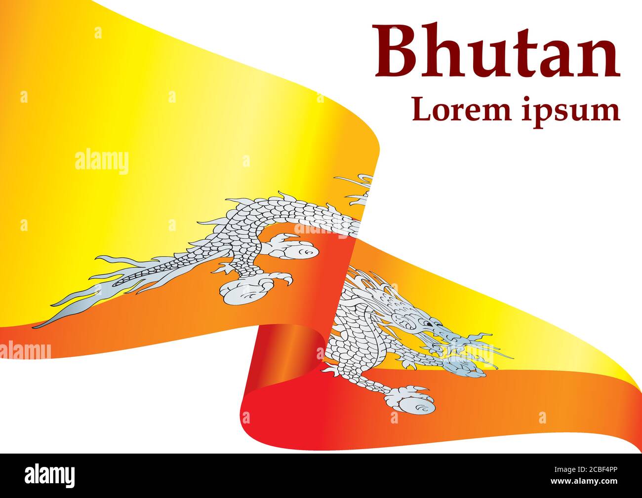 Flag of Bhutan, Kingdom of Bhutan. Template for award design, an ...
